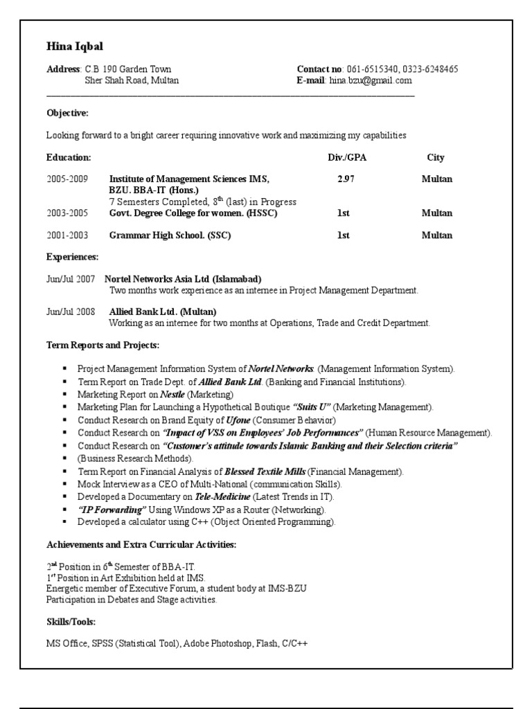 Hina Resume Updated | PDF | Marketing | Business
