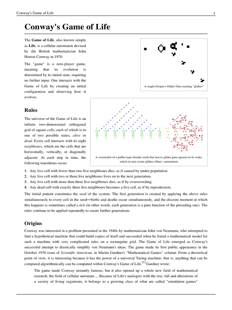Conway's Game of Life | PDF | Applied Mathematics | Computing And ...