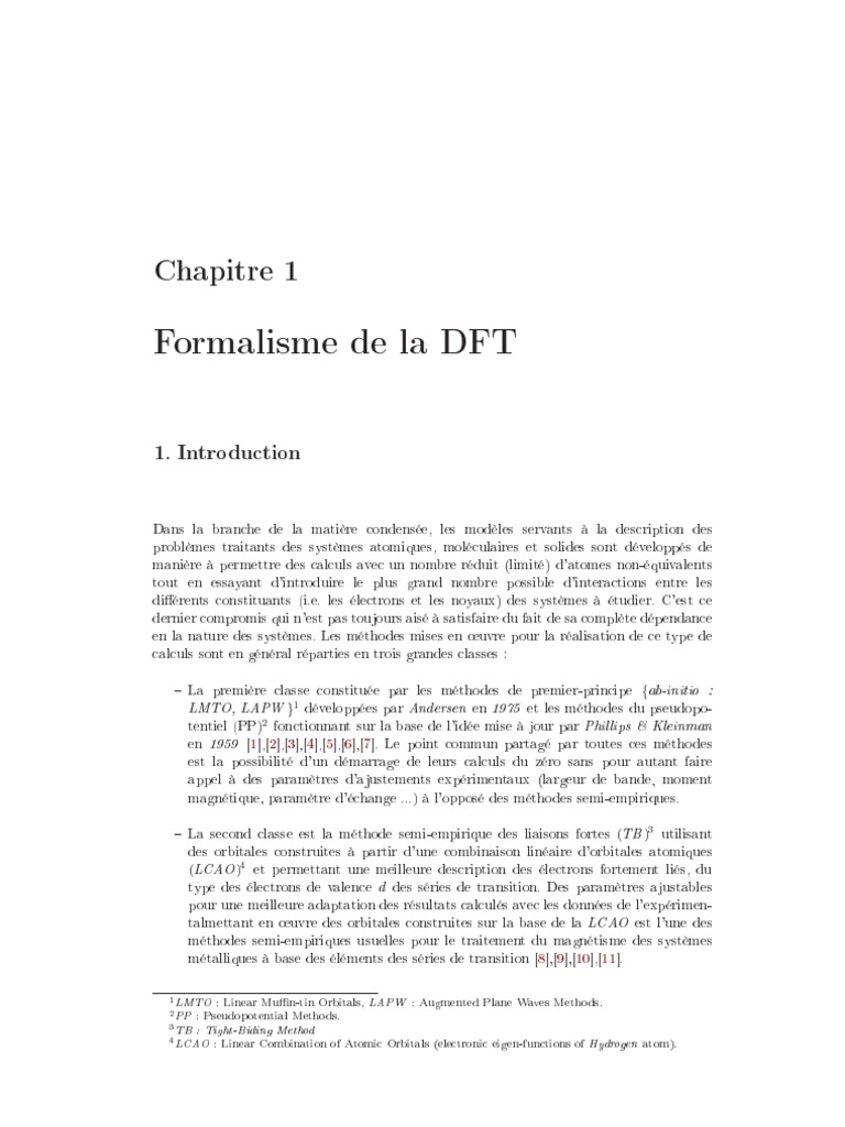 Formalisme de la DFT en chimie | PDF | Théorie de la fonctionnelle de ...