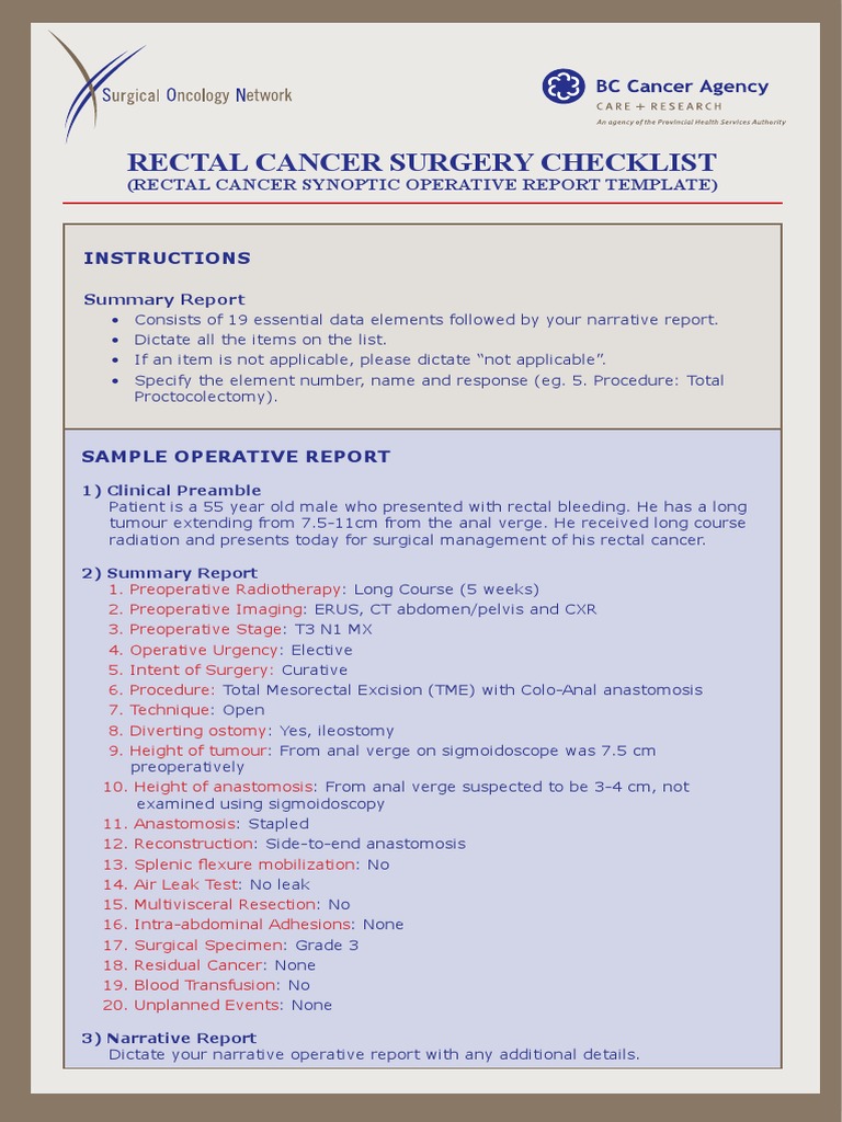Rectal Cancer Checklist Small | PDF | Surgery | Colorectal Cancer