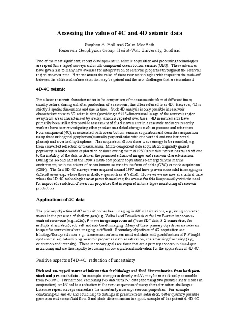 Applications of 4C-4D Seismic Data | PDF | Reflection Seismology ...