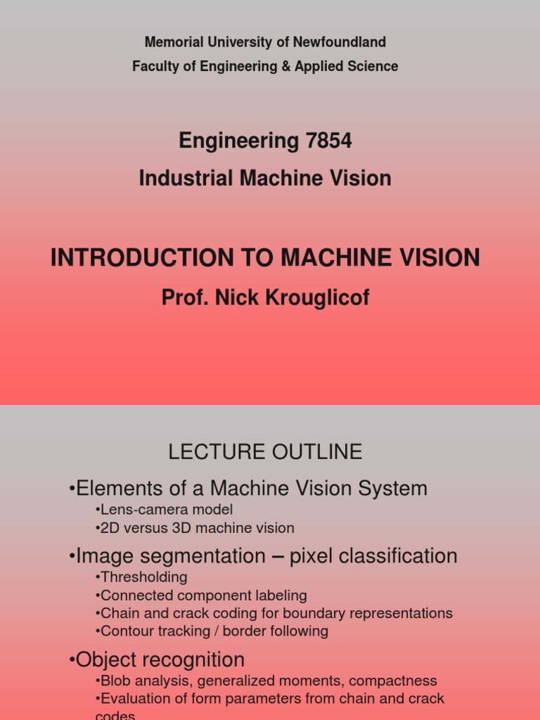 Machine Vision.ppt | Stereoscopy | Image Segmentation