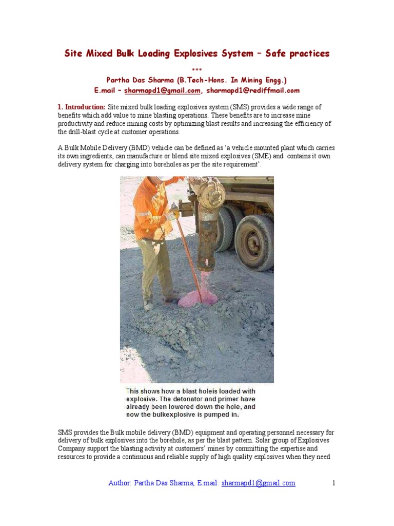 Safe Practices of Site Mixed Explosives System | PDF | Cartridge ...