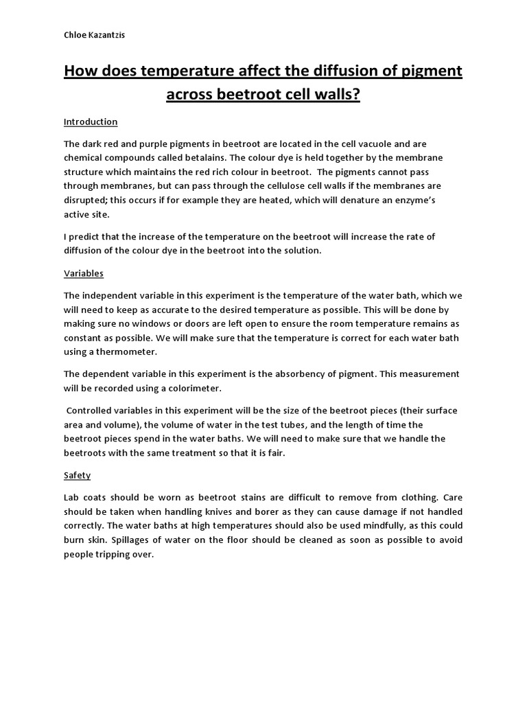 Practical How Does Temperature Affect The Diffusion of Pigment Across ...
