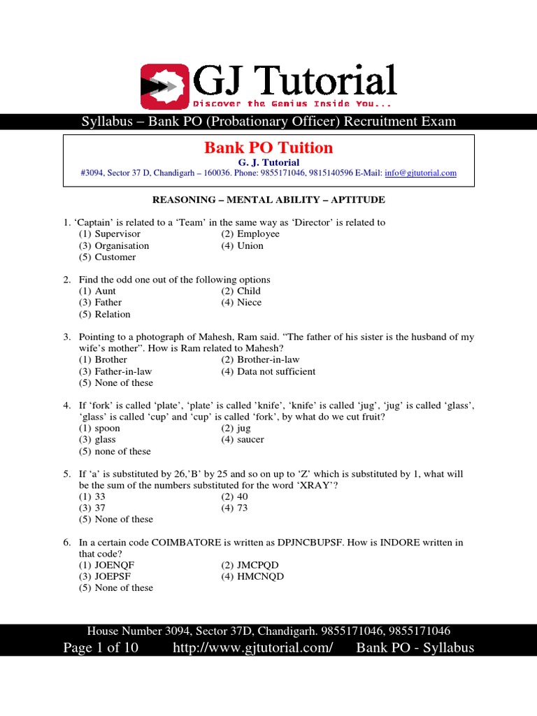 Bank Po Sample Paper | PDF | Alphabet | Languages