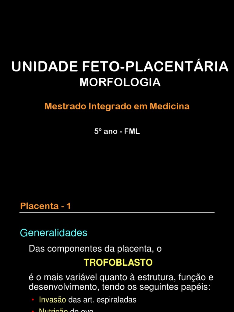 Morfologia e Funções da Placenta | PDF | Placenta | Gravidez