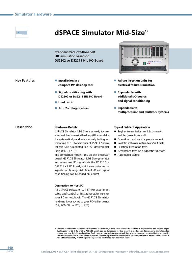 SimulatorHW MidSize dSPACE Catalog 2008 | Electrical Connector | Power Supply | Free 30-day ...