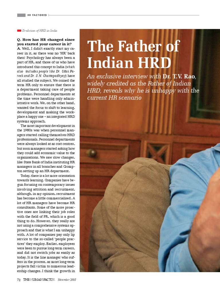 Father of HRD in India: Dr. T.V. Rao | PDF | Educational Assessment ...