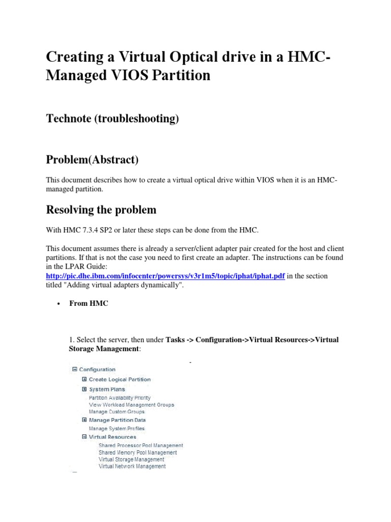 Creating Virtual Optical Drive in VIOS | PDF | File Transfer Protocol ...
