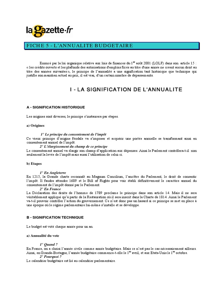 Annualité budgétaire et exceptions | PDF | Crédit (Finance) | Droit ...