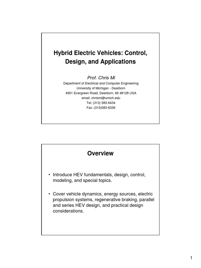 Hybrid Electric Vehicles Control | PDF