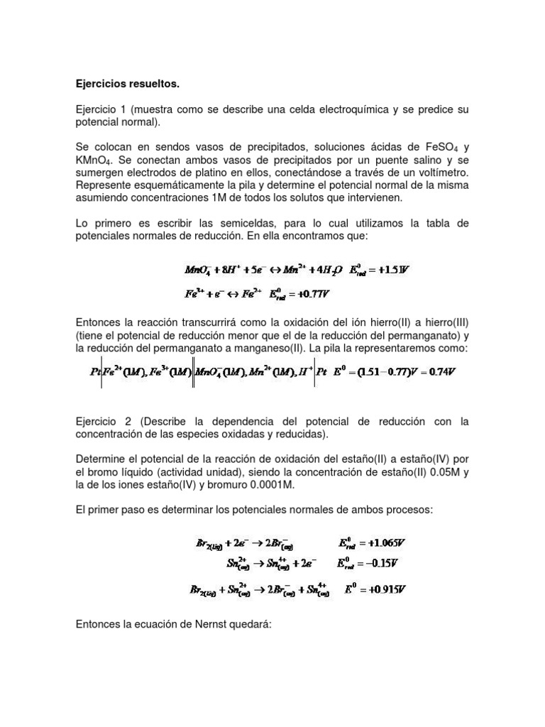 Ejercicios resueltos Electroquimica