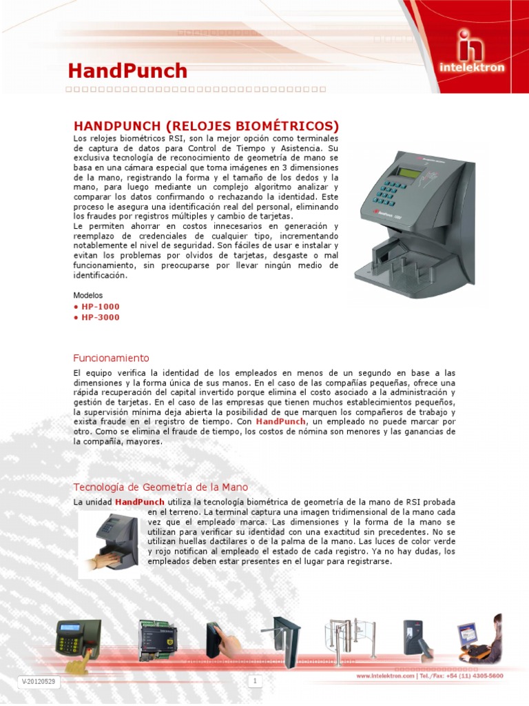 Relojes Biométricos HandPunch | PDF | Biometría | Terminal de computadora