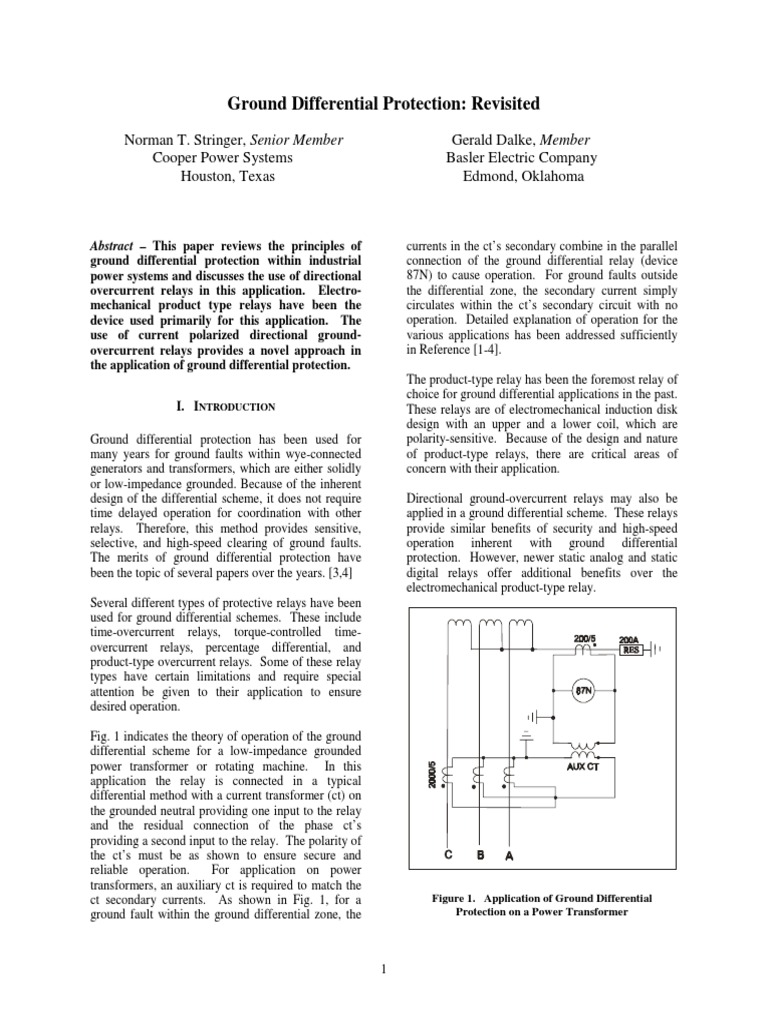 Ground Differential Protection Guide Basler | PDF | Relay | Electric ...