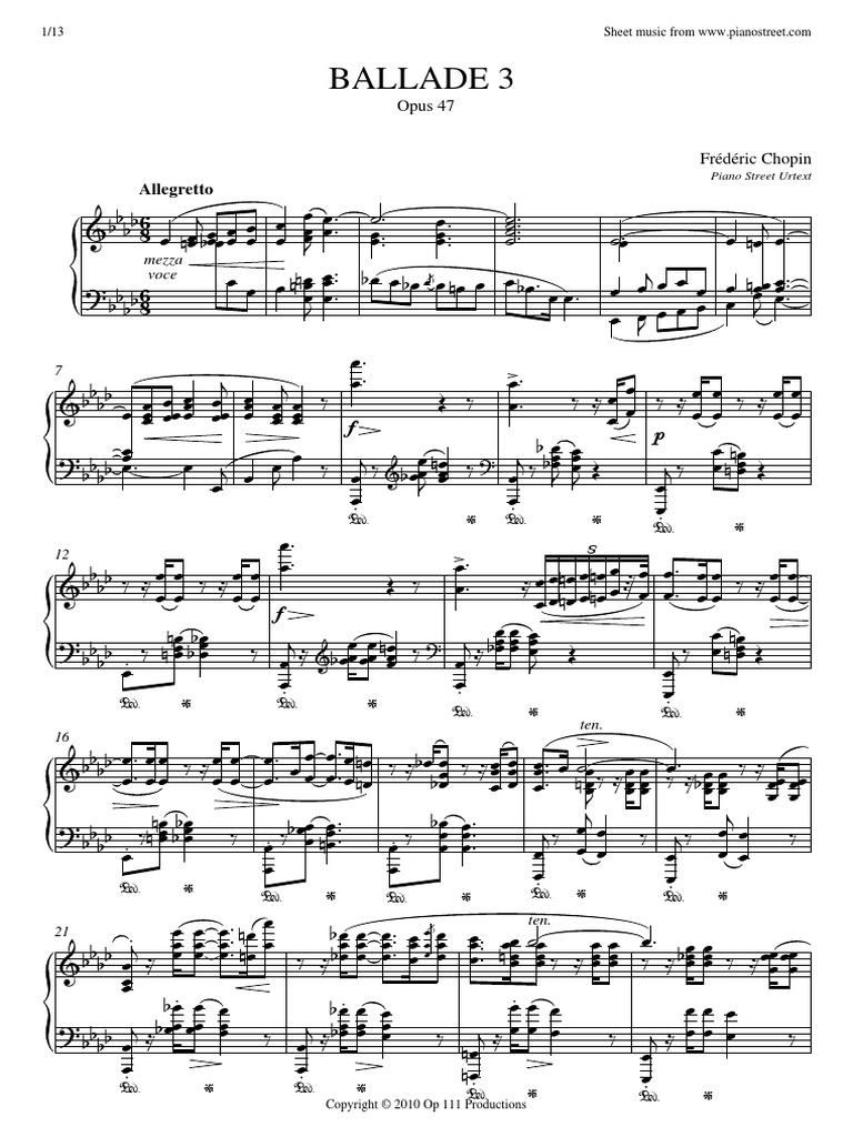 Chopin - Ballade No. 3 (Urtext) | PDF | Musical Compositions ...