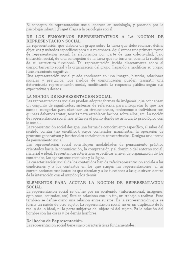 El Concepto de Representación Social Aparece en Sociología | PDF ...