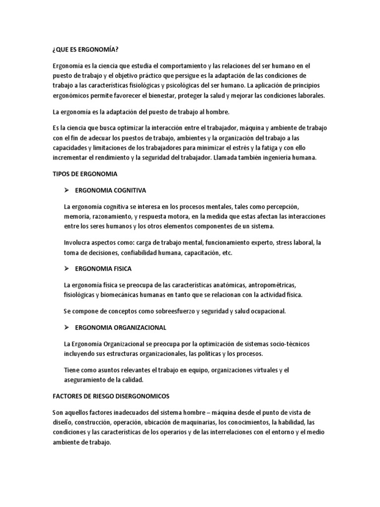 Riesgos Disergonomicos | PDF | Factores humanos y ergonomía | Encendiendo