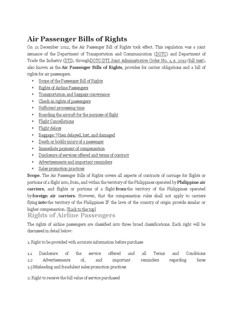 Air Passenger Bills of Rights | PDF | Airlines | Airport