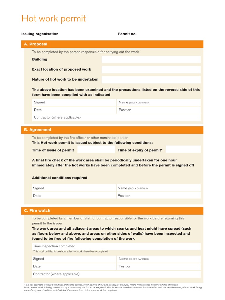 PDF - Hot Work Permit | PDF | Industries | Safety