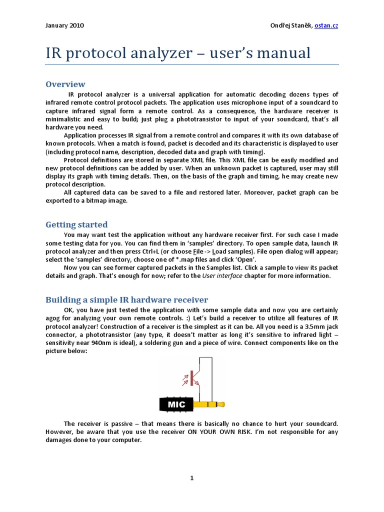 IR Protocol Analyzer - User's Manual | PDF | Remote Control | Infrared