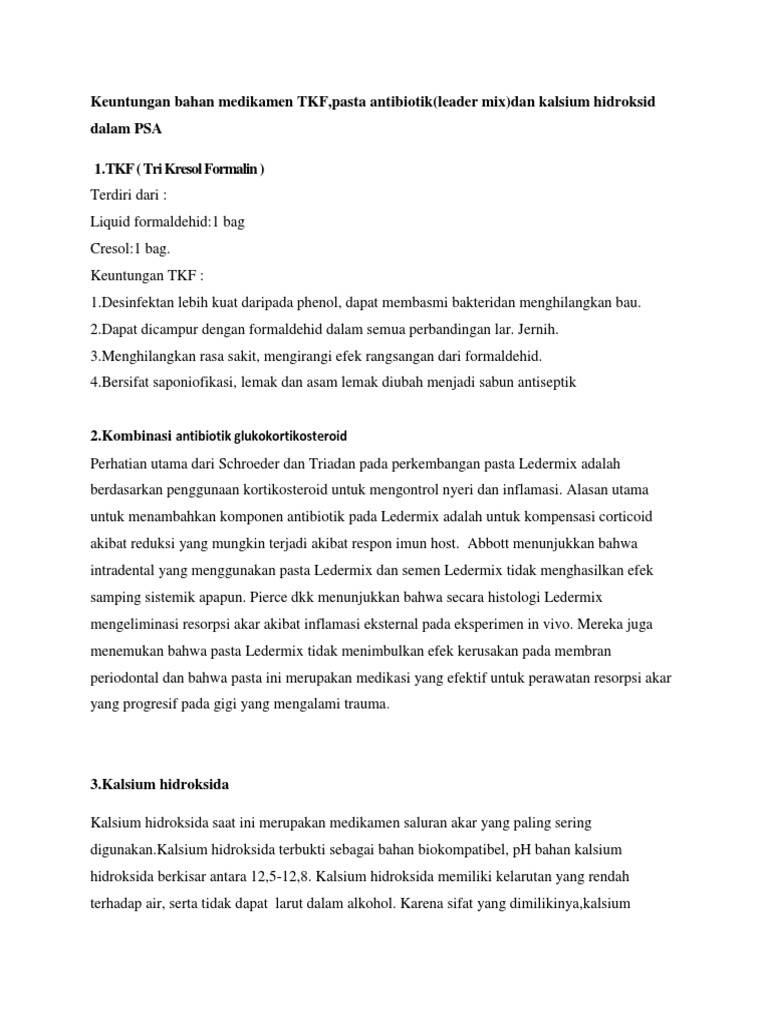 Keuntungan Bahan Medikamen TKF | PDF