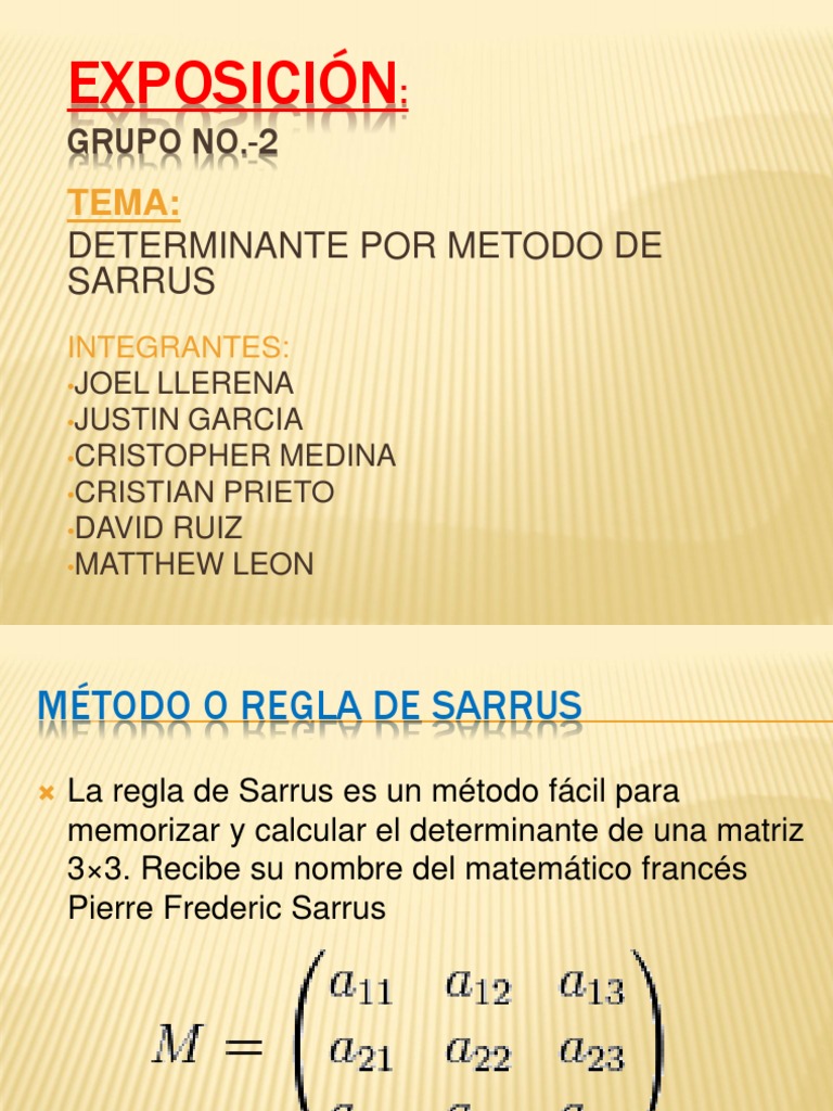 Método Sarrus para Determinantes 3x3 | PDF