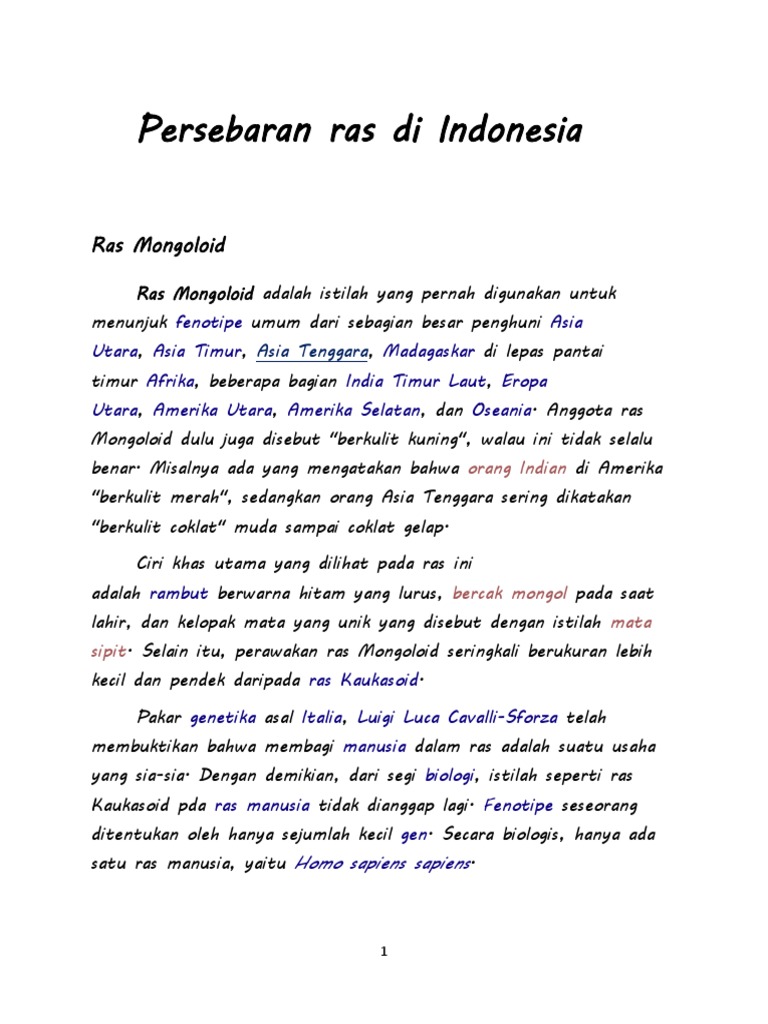 Persebaran Ras Di Indonesia | PDF