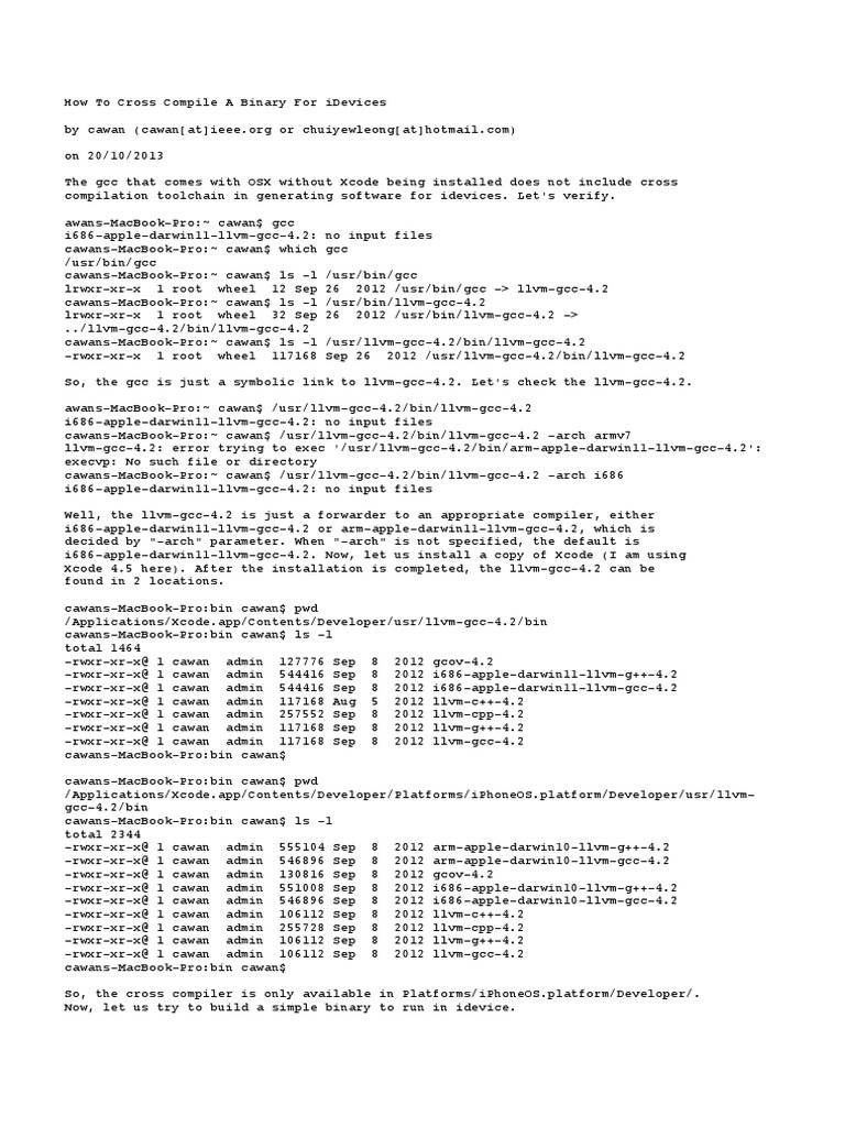 How To Cross Compile A Binary For Idevices Pdf Xcode Software Development Kit 