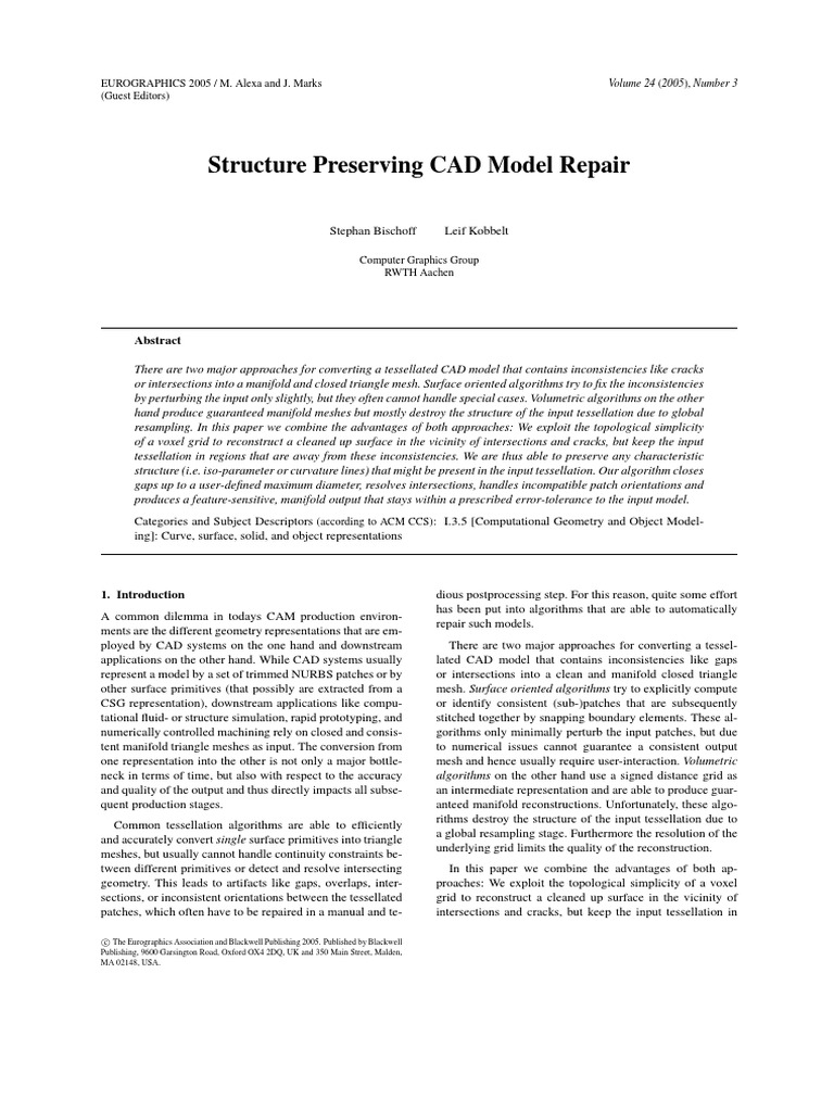 CAD Model Repair for Manifold Meshes | PDF | Teaching Methods & Materials