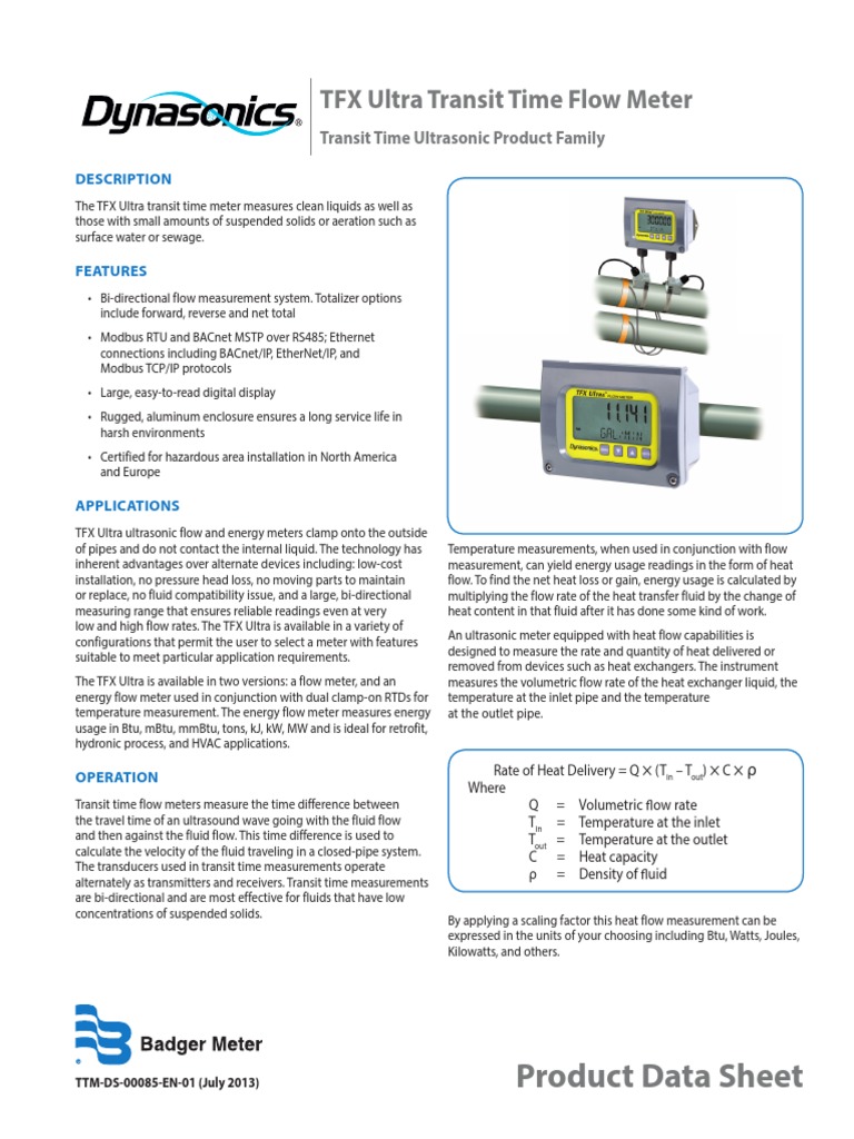 TTM-DS-00085-EN-01 TFX Ultra 07 09 13 | PDF | Flow Measurement | Pipe ...