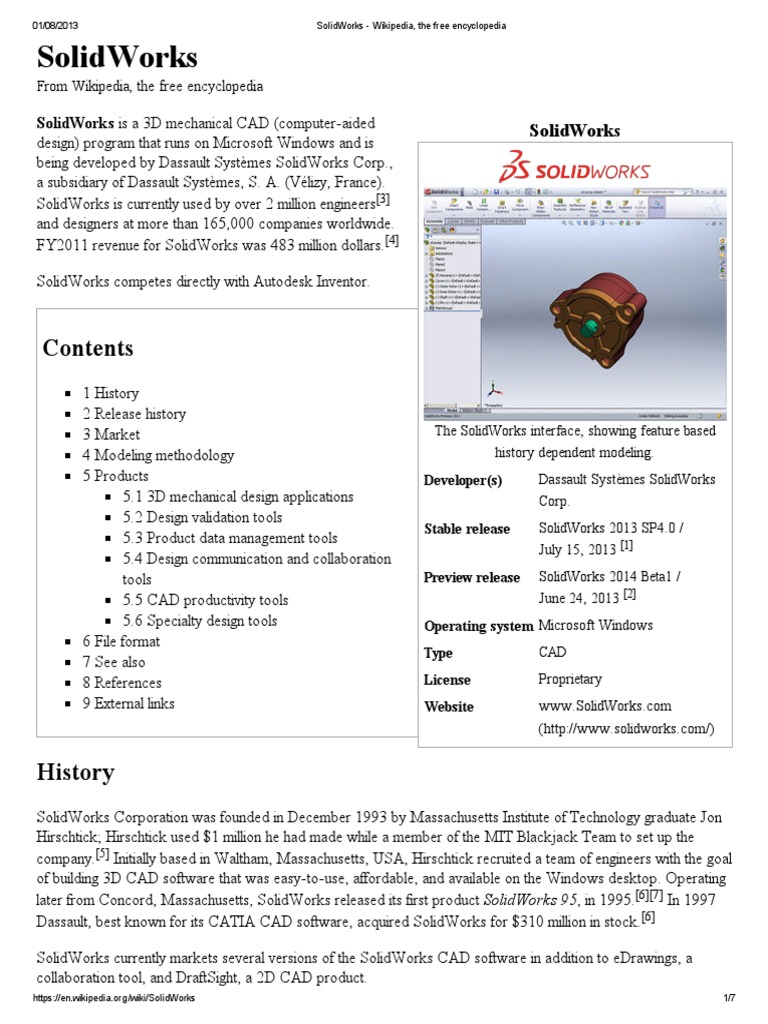 SolidWorks - Wikipedia, The Free Encyclopedia | PDF | Computer Aided ...
