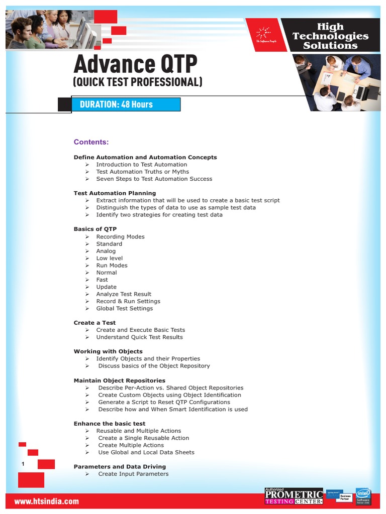 HTS Advanced QTP Course Contents - June 2012 | PDF