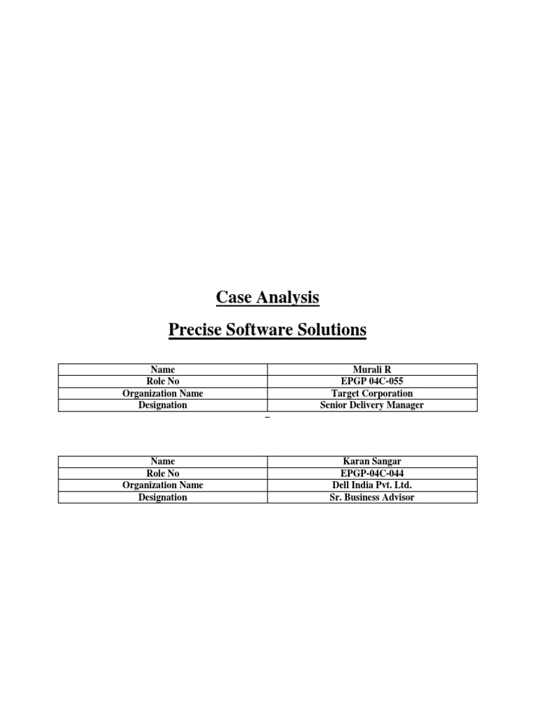 Case Analysis Precise Software | PDF | Business | Marketing