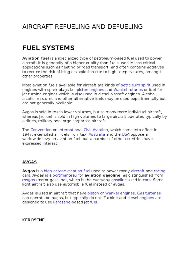 Aircraft Refueling and Defueling | Jet Fuel | Kerosene