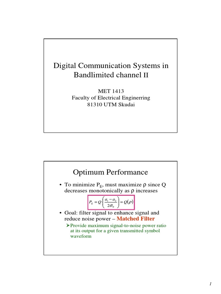 Optimal Signal Detection in Bandlimited Channels: Derivation and ...