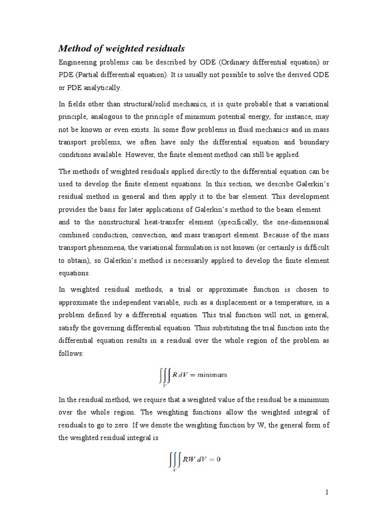 FEM Lecture 3 Method of Weighted Residuals | PDF | Partial Differential Equation | Finite ...