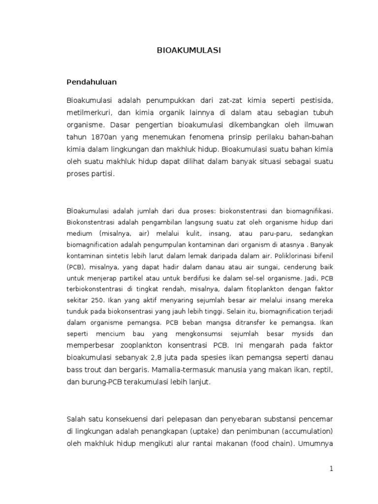 Bioakumulasi, Bioremediasi, Biotransformasi, Biokonsentrasi | PDF ...