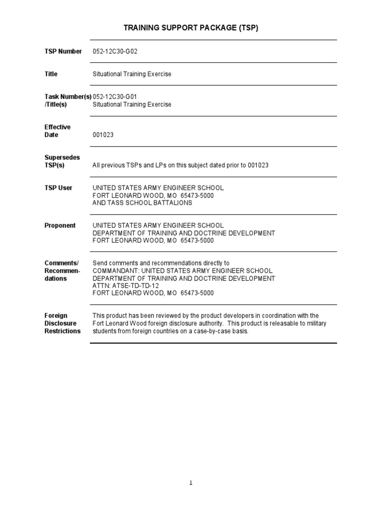Training Support Package (TSP) | PDF | Safety | Military