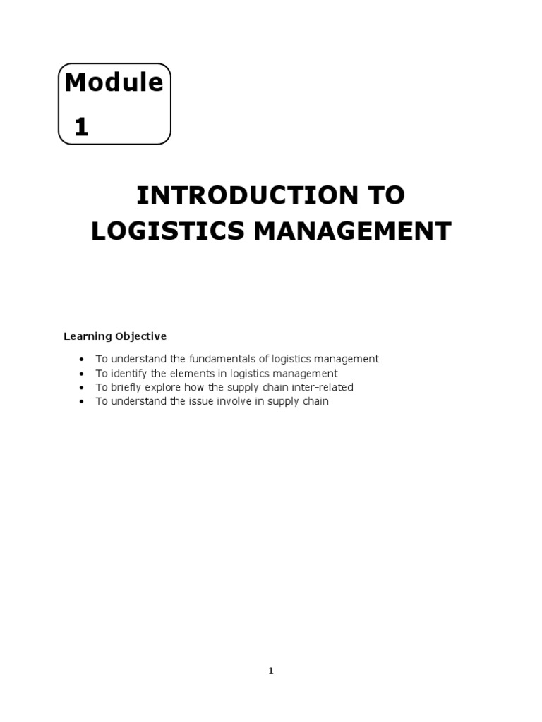 Introduction To Logistics Management | PDF | Logistics | Supply Chain ...