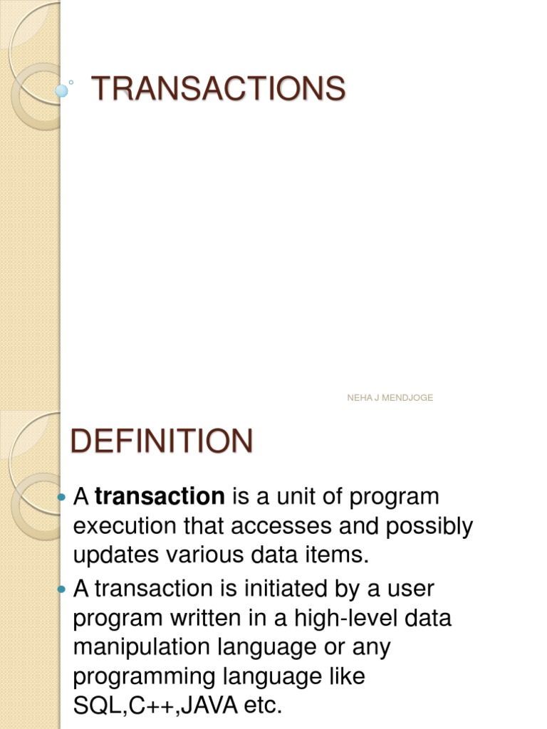Transactions: Neha J Mendjoge | PDF | Database Transaction | Information Retrieval