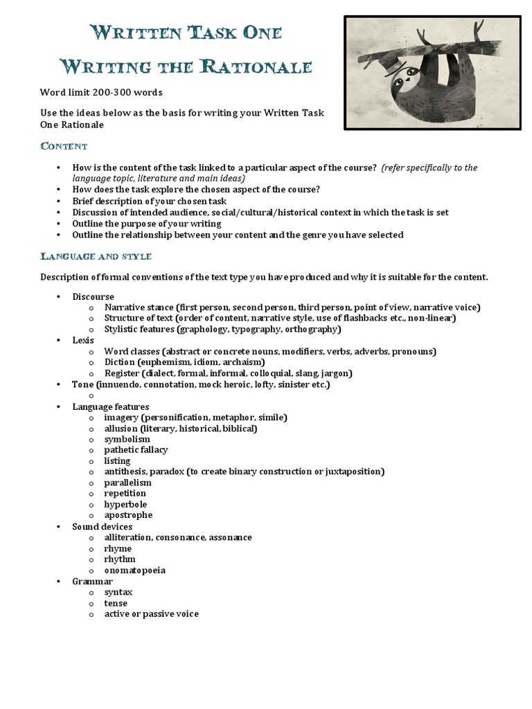 Written Task One Writing The Rationale | PDF | Languages | Language ...