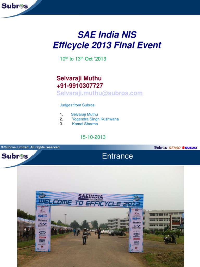 SAE India Efficycle 2013 Highlights | PDF