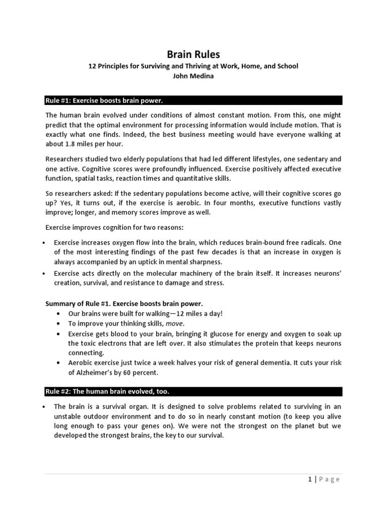 Summar Brain Rules | PDF