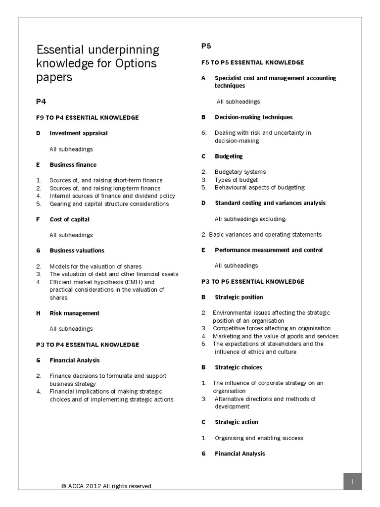 Essential Underpinning For Option Papers | PDF | United Kingdom ...