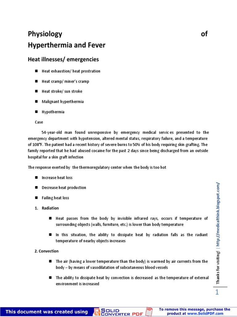 Physiology of Fever | PDF | Hyperthermia | Fever