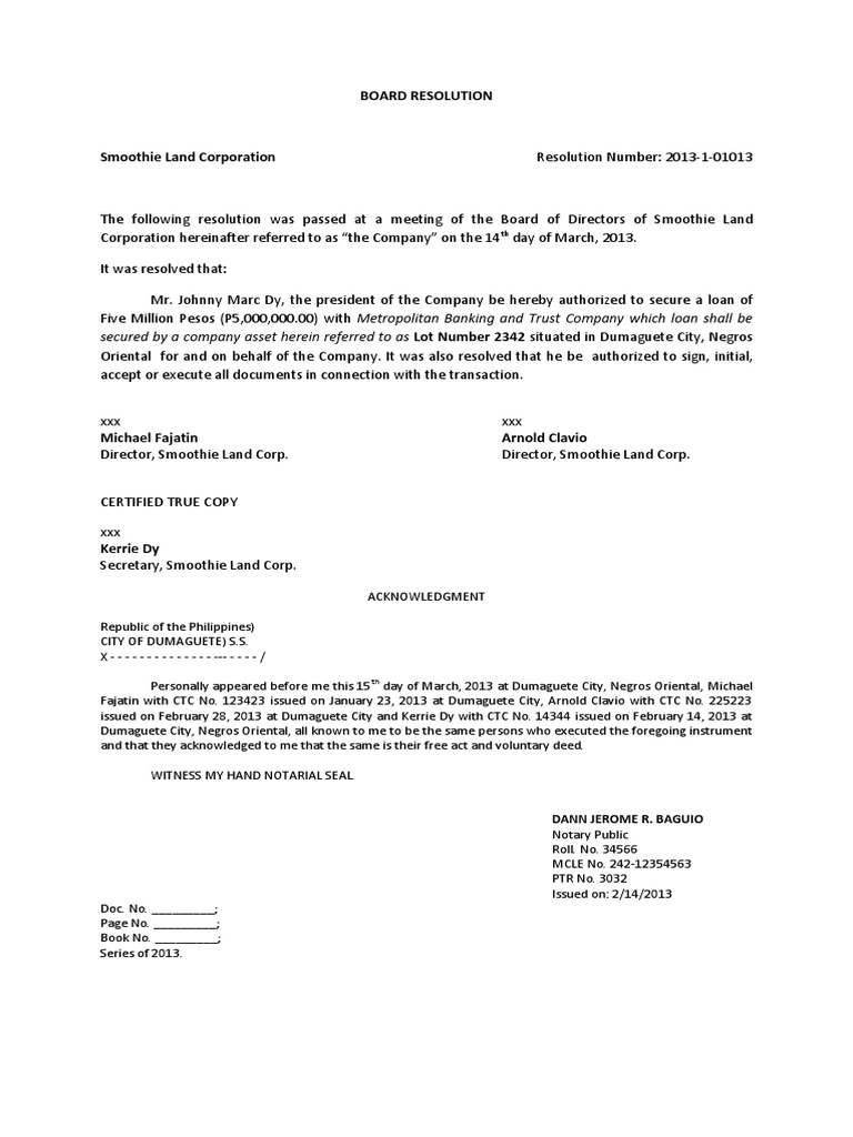Board Resolution | PDF