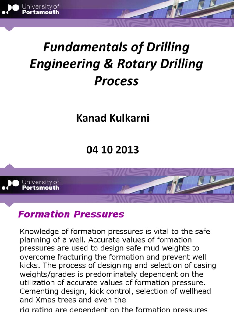 Formation Pressure and Drilling Basics | PDF | Power (Physics ...