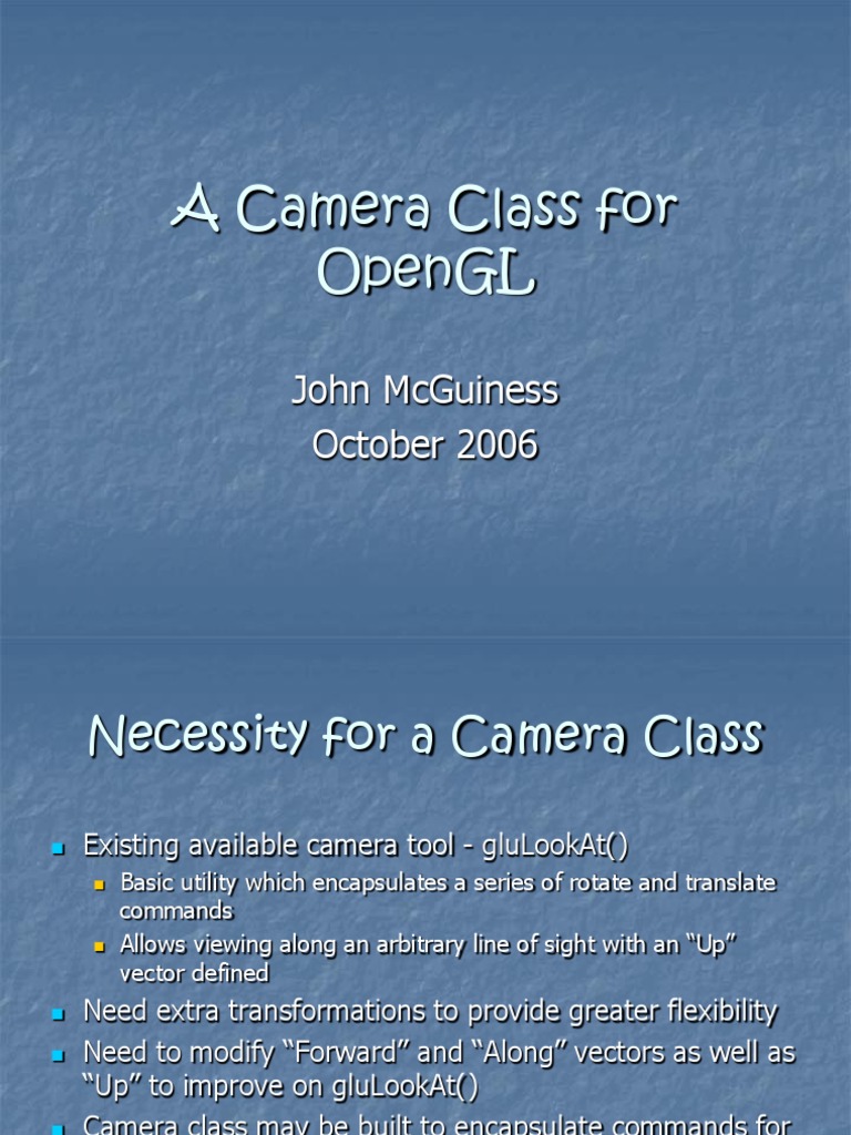 Camera Class For Opengl Pdf Cartesian Coordinate System Matrix