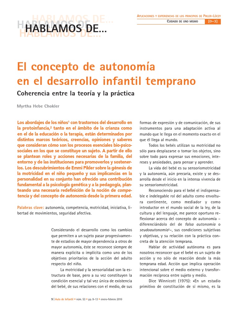 El Concepto de Autonomía - Chokler-1 | PDF | Adultos | Conocimiento