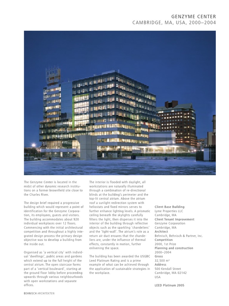 Genzyme Center Overview and Design | PDF | Cambridge | Leadership In ...